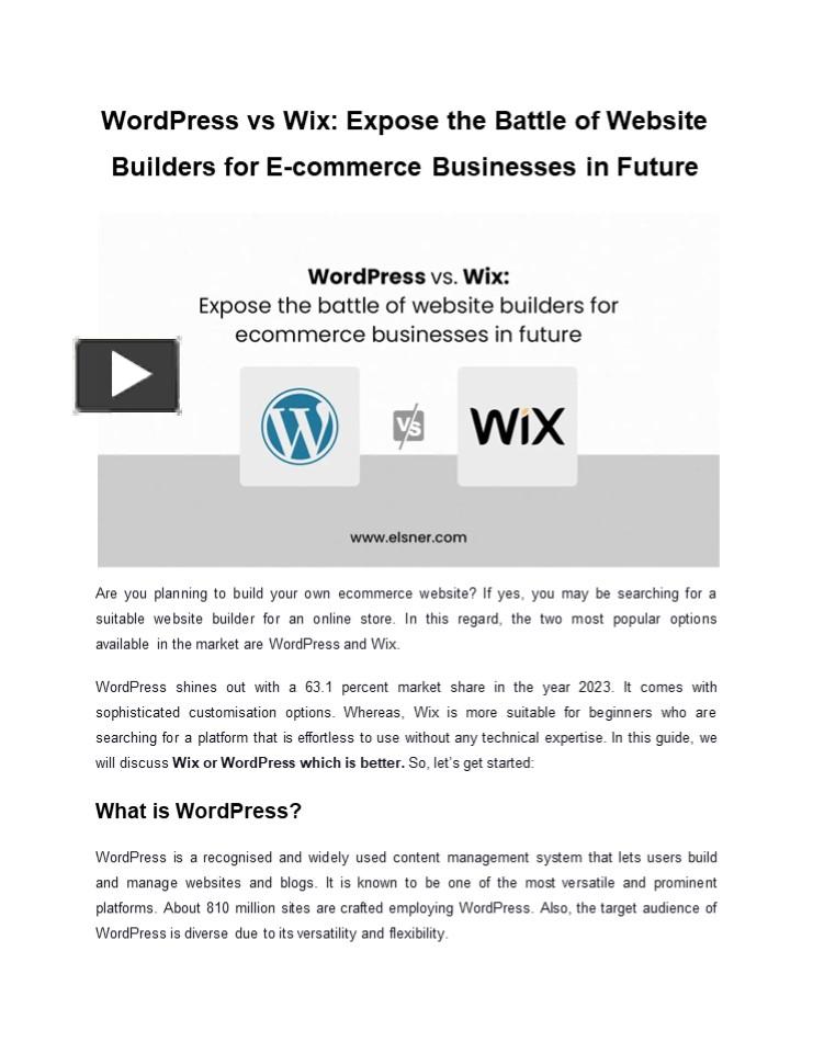 WordPress vs Wix: Expose the Battle of Website Builders for E-commerce Businesses in Future ...