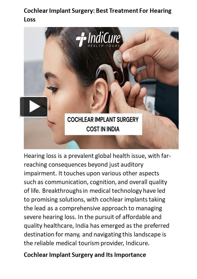 PPT – Cochlear Implant Surgery Best Treatment For Hearing Loss ...
