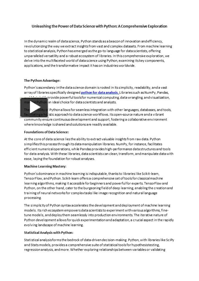 Ppt Unleashing The Power Of Data Science With Python A Comprehensive Exploration Powerpoint