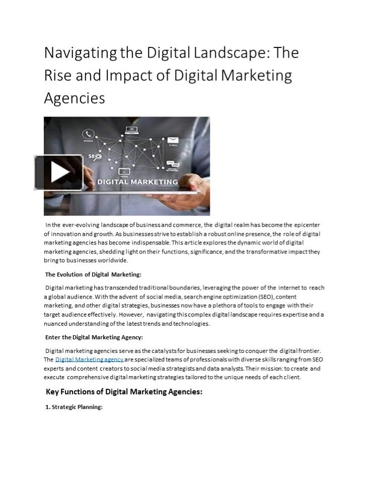PPT – Navigating the Digital Landscape: The Rise and Impact of Digital Marketing Agencies (1 ...