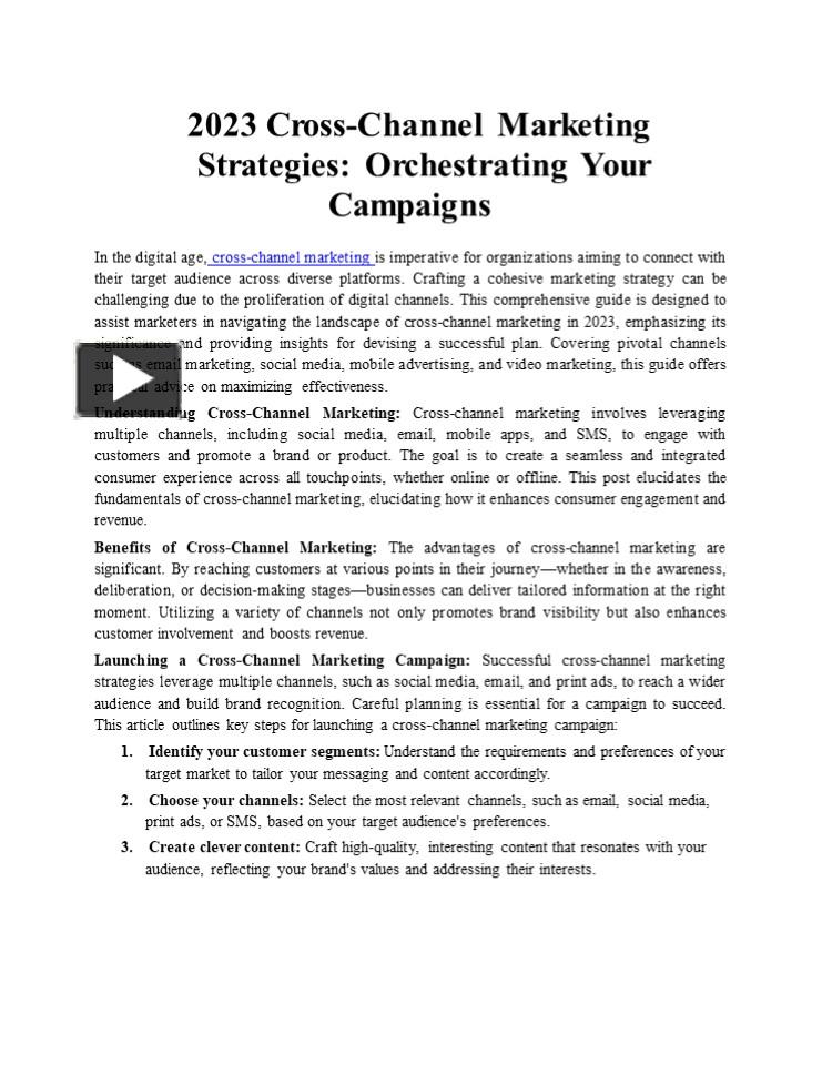 PPT – 2023 Cross-Channel Marketing Strategies: Orchestrating Your Campaigns PowerPoint ...