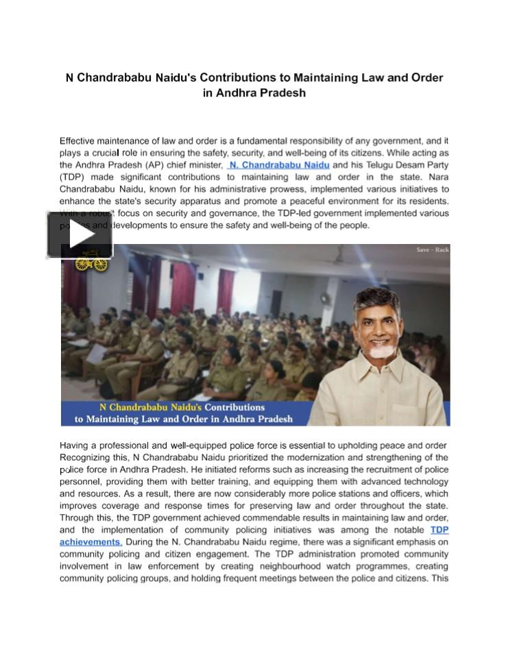 PPT – N Chandrababu Naidu's Contributions to Maintaining Law and Order in Andhra Pradesh ...