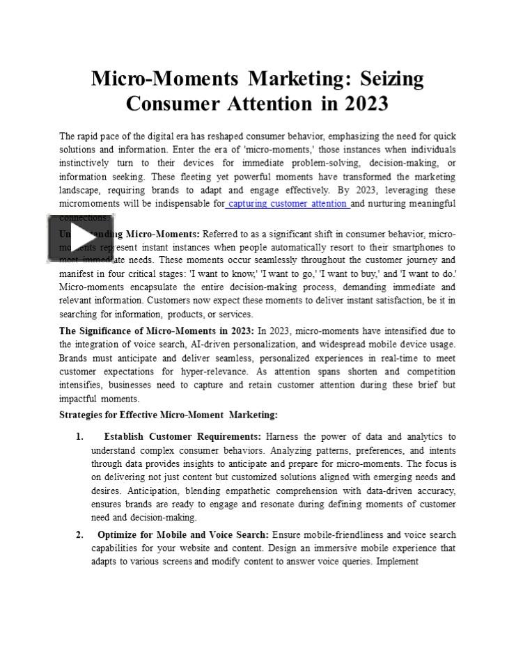 PPT – Micro-Moments Marketing: Seizing Consumer Attention in 2023 PowerPoint presentation | free ...