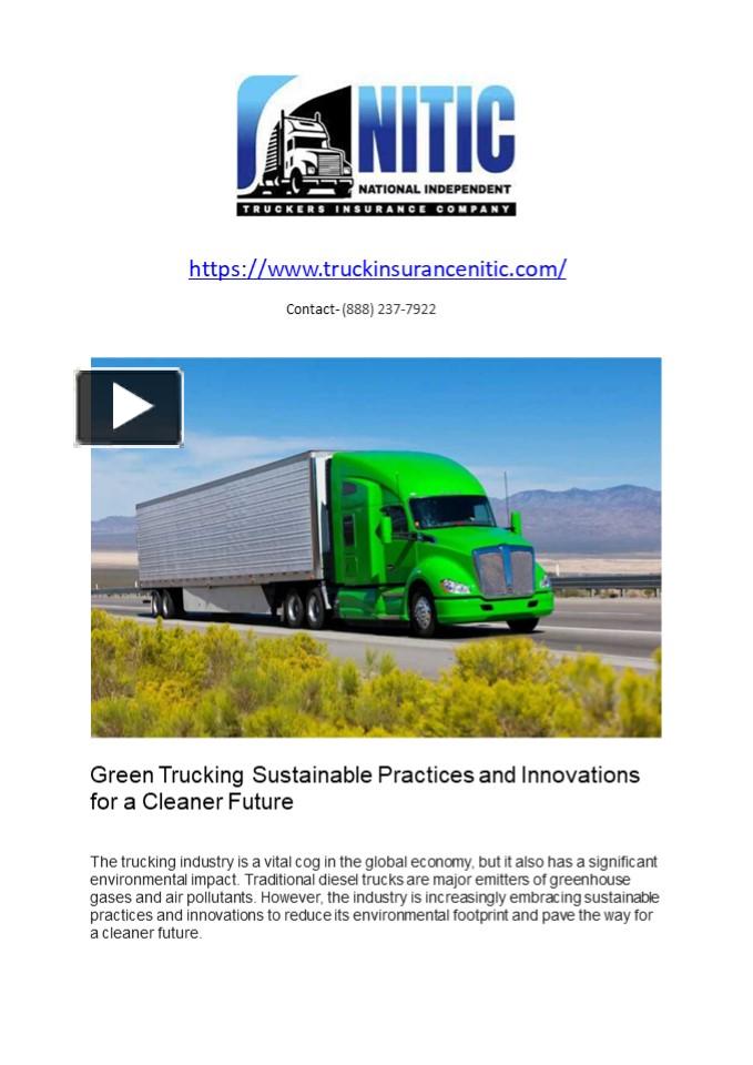 PPT – Green Trucking Sustainable Practices and Innovations for a Cleaner Future PowerPoint ...