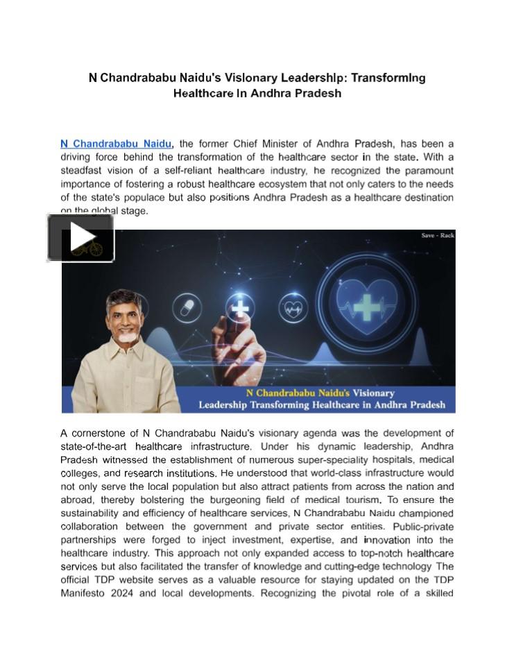 PPT – N Chandrababu Naidu's Visionary Leadership: Transforming Healthcare in Andhra Pradesh ...