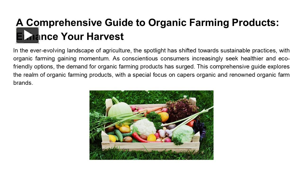A Comprehensive Guide to Organic Farming Products: Enhance Your Harvest ...