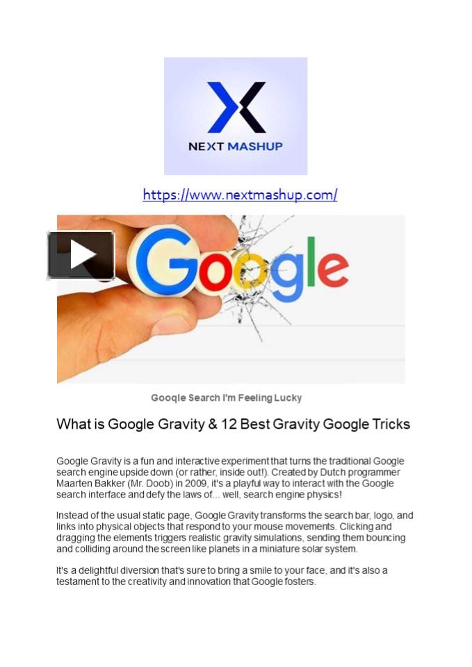 PPT – Google Gravity: Exploring the Wonders of Mr. Doob’s Creation PowerPoint presentation ...