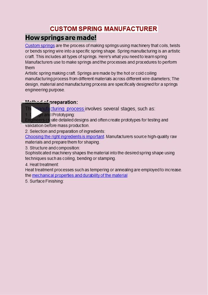 Custom Springs Designs and Stock Compression Springs Manufacturers presentation | free to download