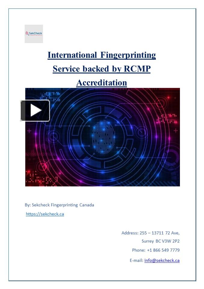 PPT – International Fingerprinting Service backed by RCMP Accreditation PowerPoint presentation ...