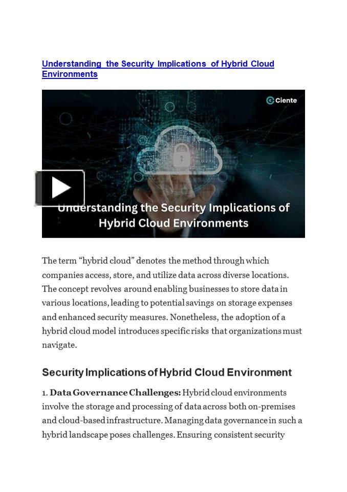 PPT – Understanding the Security Implications of Hybrid Cloud Environments PowerPoint ...