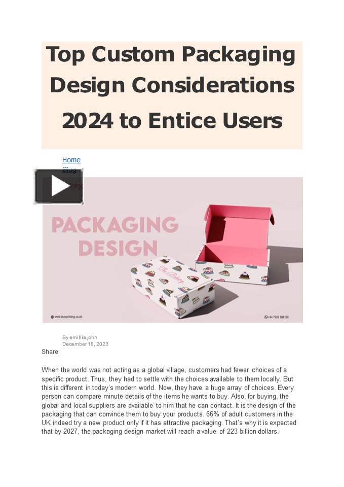 Top Custom Packaging Design Considerations 2024 to Entice Users presentation | free to download