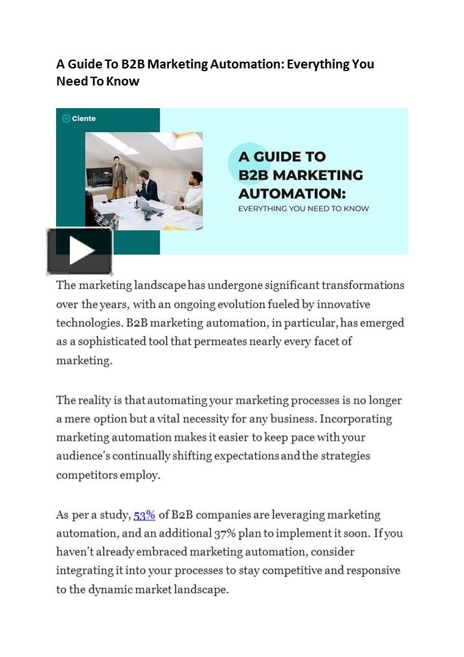 A Guide To B2B Marketing Automation: Everything You Need To Know (1) presentation | free to download