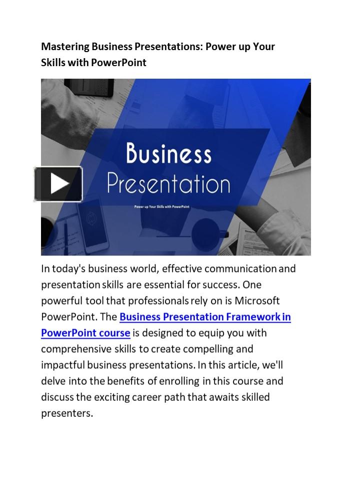 PPT – Mastering Business Presentations Power Up Your Skills with PowerPoint PowerPoint ...