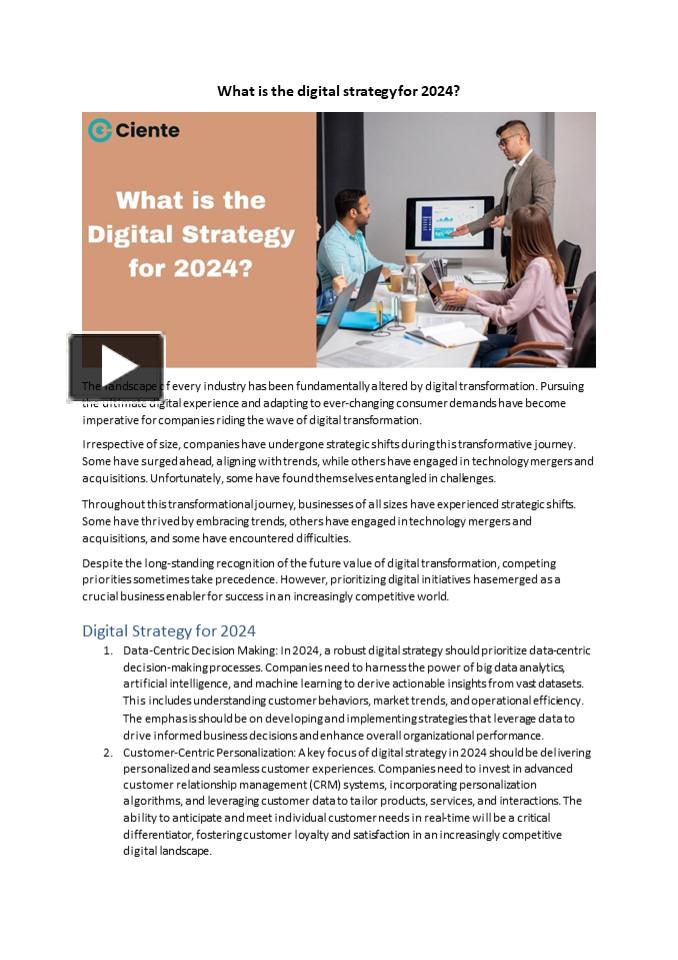 What is the digital strategy for 2024? presentation | free to download