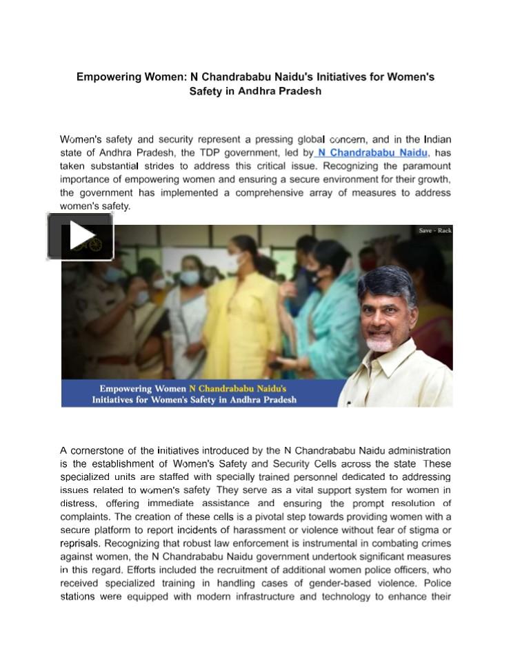 PPT – Empowering Women: N Chandrababu Naidu's Initiatives for Women's Safety in Andhra Pradesh ...