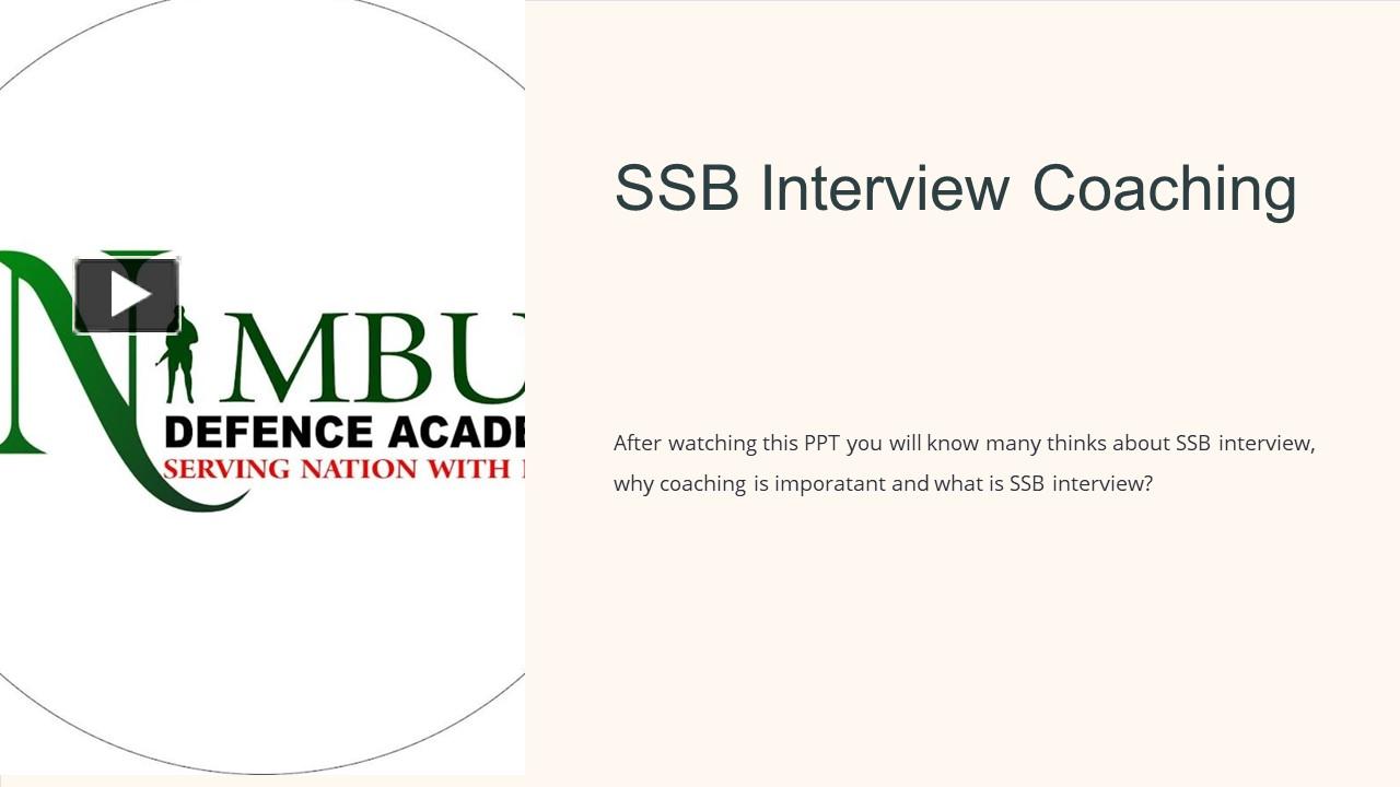 SSB interview coaching in chandigarh presentation | free to download