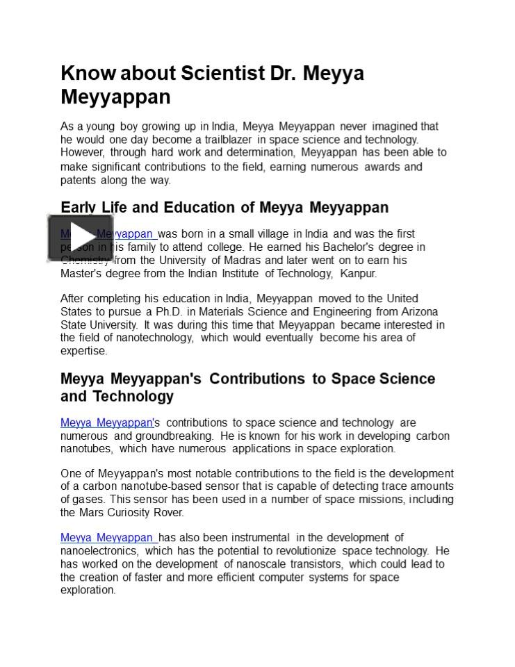 PPT – Know about Scientist Dr. Meyya Meyyappan PowerPoint presentation | free to download - id ...