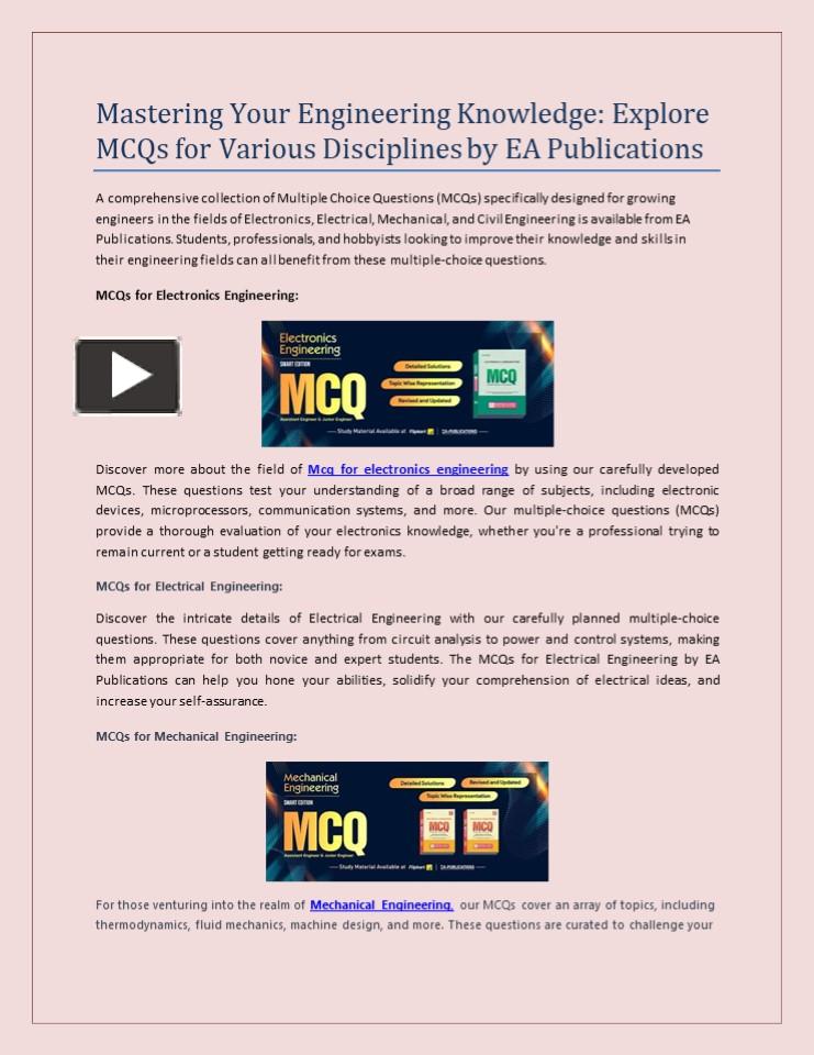 PPT – Mastering Your Engineering Knowledge: Explore MCQs for Various Disciplines by EA ...