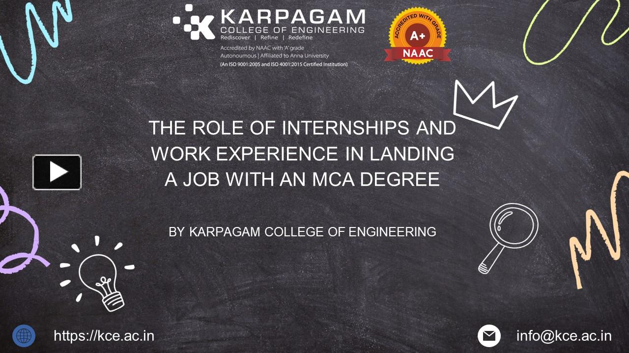 THE ROLE OF INTERNSHIPS AND WORK EXPERIENCE IN LANDING A JOB WITH AN MCA DEGREE presentation ...