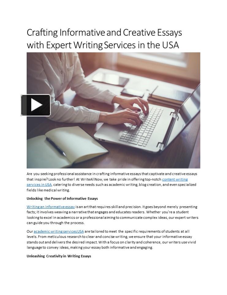PPT – Crafting Informative and Creative Essays with Expert Writing ...