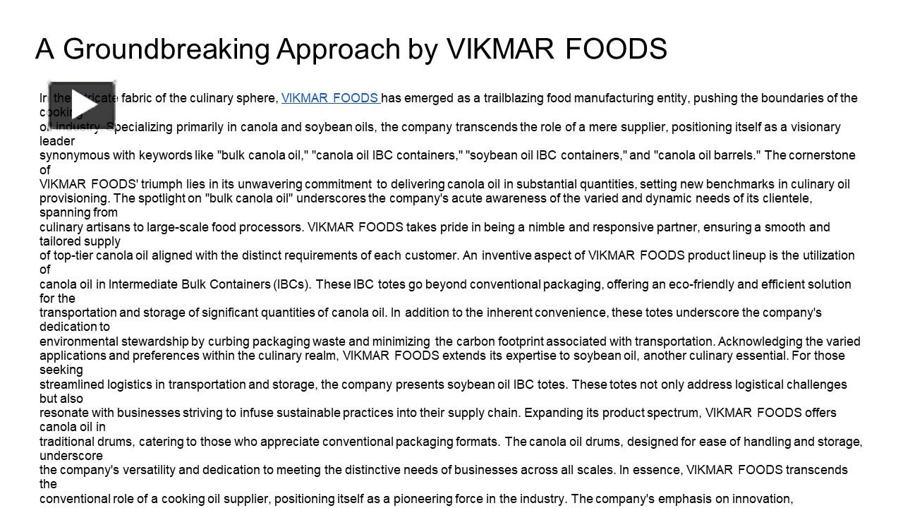 PPT – A Groundbreaking Approach by VIKMAR FOODS PowerPoint presentation | free to download - id ...
