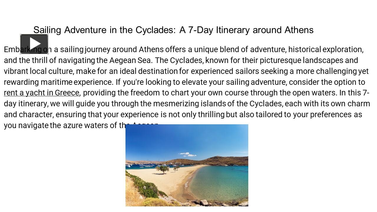 PPT – Sailing Adventure in the Cyclades: A 7-Day Itinerary around Athens PowerPoint presentation ...