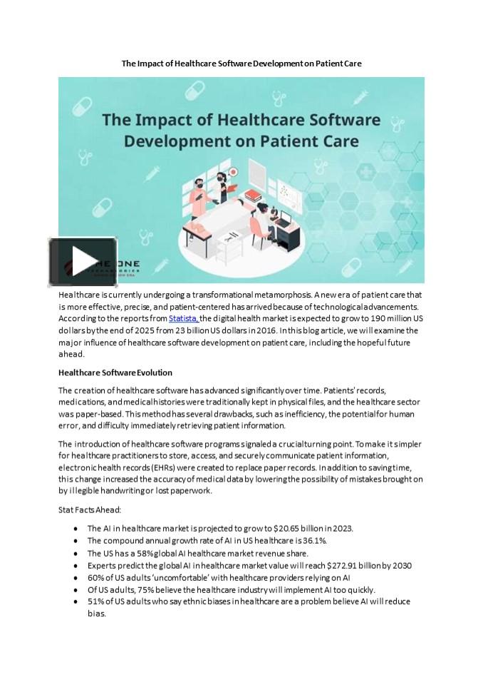 The Impact of Healthcare Software Development on Patient Care presentation | free to download