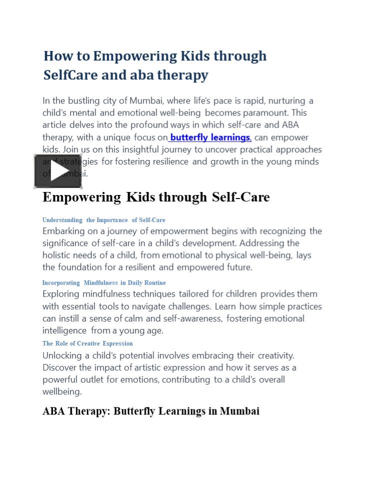 PPT – How to Empowering Kids through Self-Care and aba therapy PowerPoint presentation | free to ...