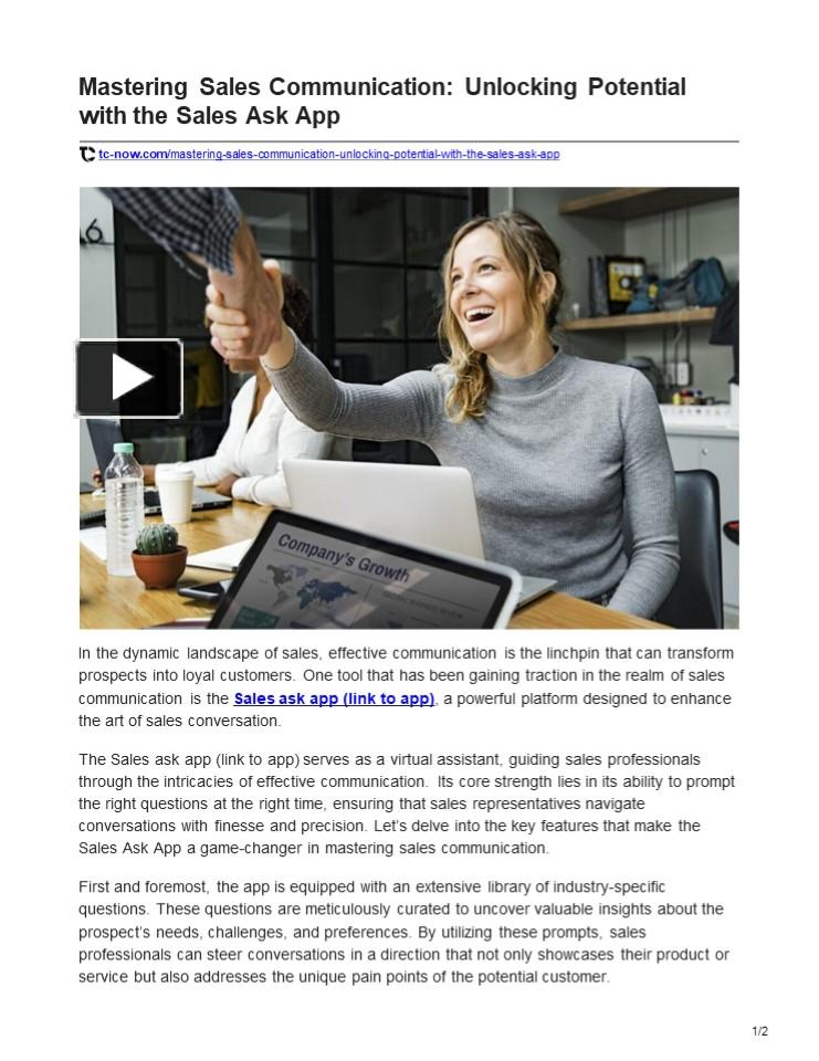 PPT – Mastering Sales Communication: The Power of the Sales Ask App PowerPoint presentation ...