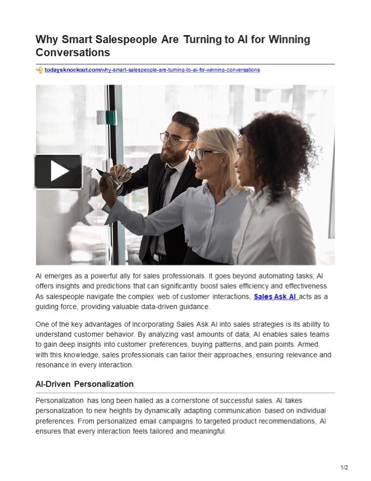 Why Smart Salespeople Are Turning to AI for Winning Conversations presentation | free to download