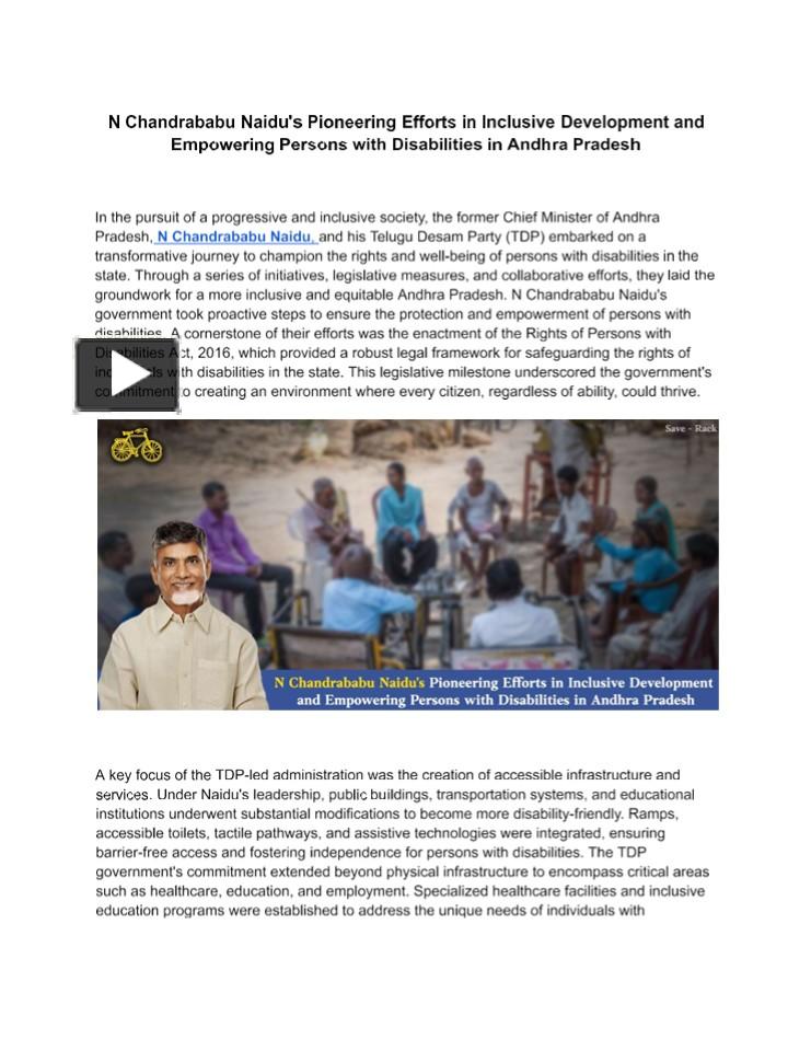 PPT – N Chandrababu Naidu's Pioneering Efforts in Inclusive Development and Empowering Persons ...