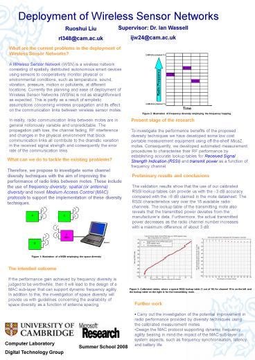 Ppt Deployment Of Wireless Sensor Networks Powerpoint Presentation