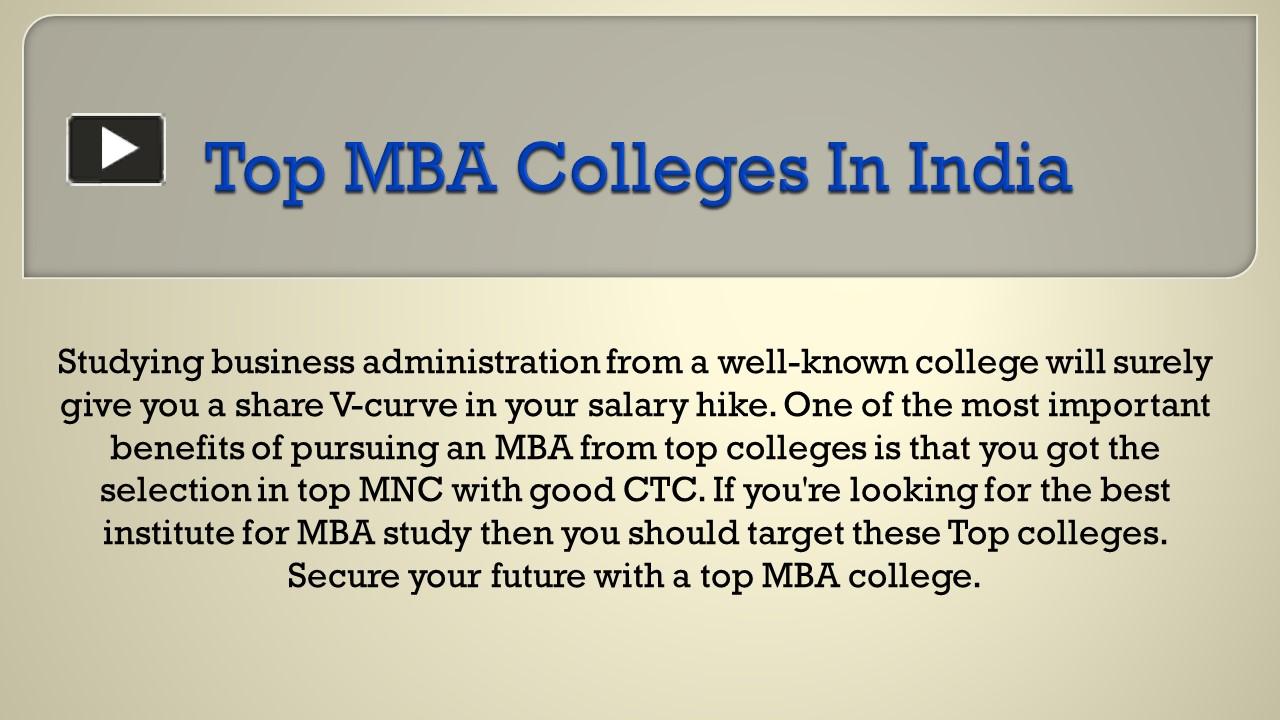 PPT – Top MBA Colleges in India 2024: My First College PowerPoint presentation | free to ...