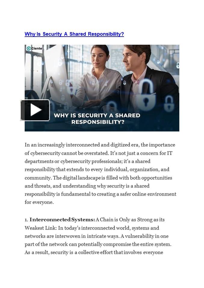 PPT – Why Is Security A Shared Responsibility? PowerPoint presentation | free to download - id ...