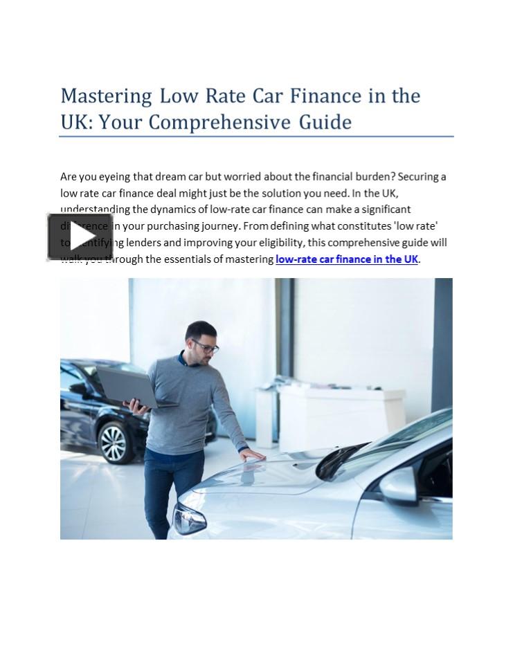 Mastering Low Rate Car Finance in the UK: Your Comprehensive Guide ...