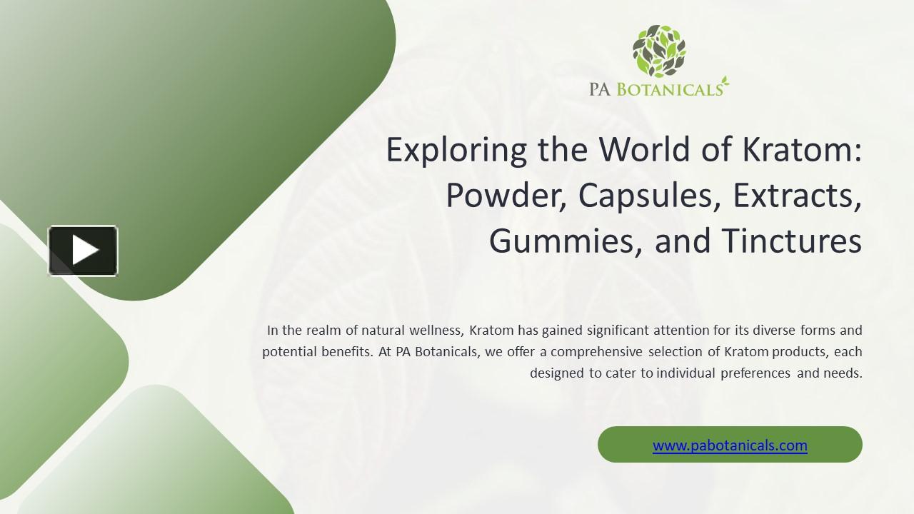 Exploring the World of Kratom: Powder, Capsules, Extracts, Gummies, and Tinctures presentation ...