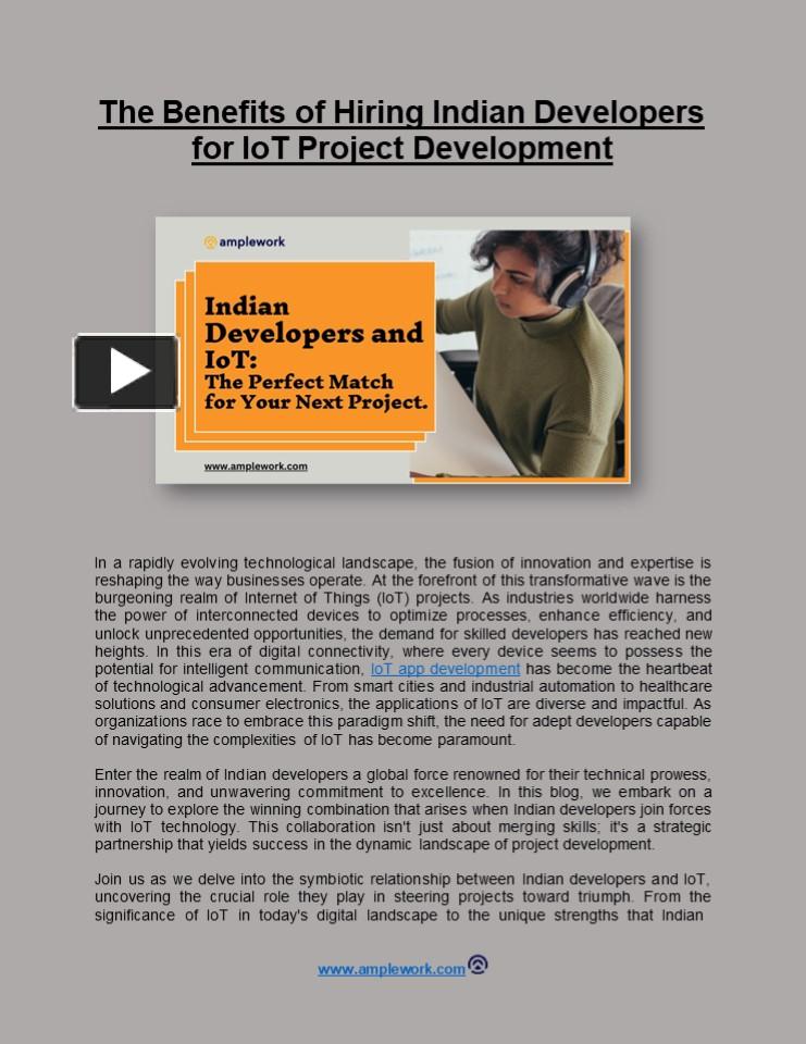 PPT – The Benefits of Hiring Indian Developers for IoT Project Development PowerPoint ...