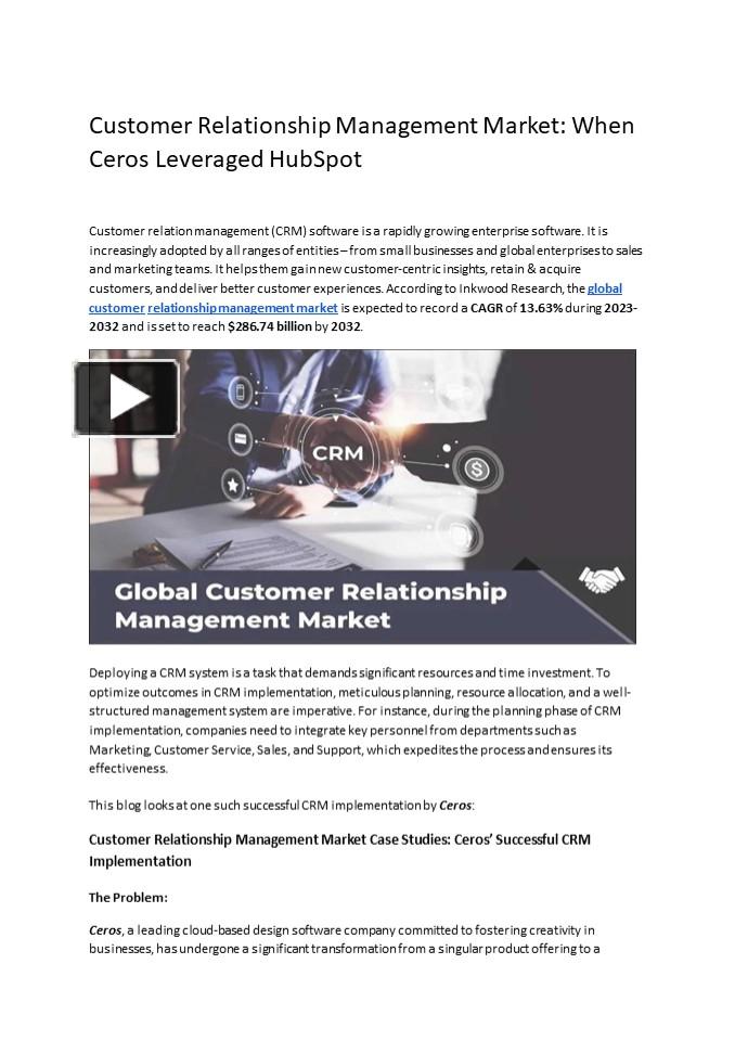 PPT – Customer Relationship Management Market: When Ceros Leveraged HubSpot PowerPoint ...