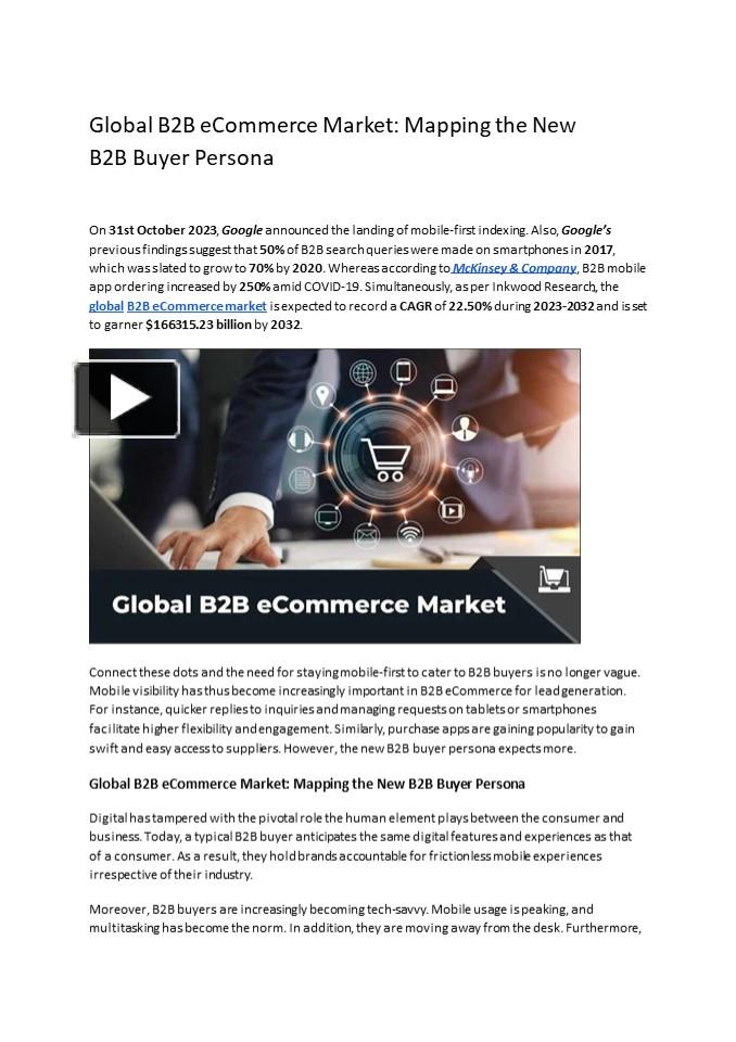 PPT – B2B eCommerce Market: Mapping the New B2B Buyer Persona PowerPoint presentation | free to ...