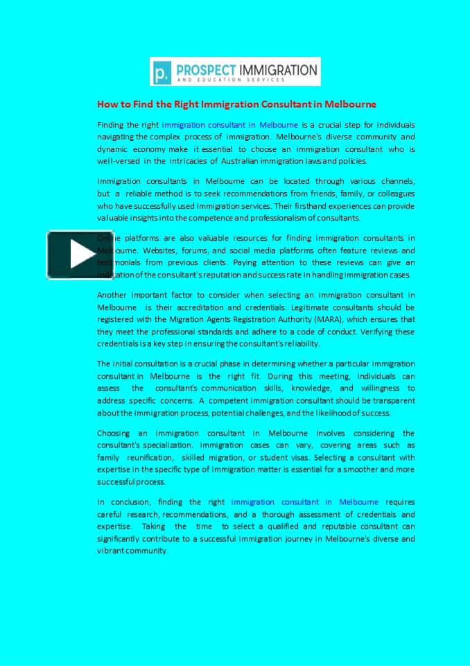 PPT – How to Find the Right Immigration Consultant in Melbourne PowerPoint presentation | free ...