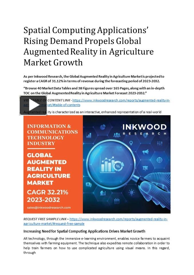 Spatial Computing Applications’ Rising Demand Propels Global Augmented Reality in Agriculture ...