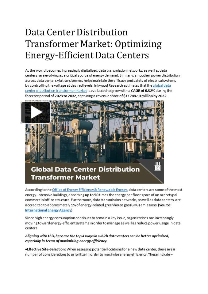PPT – Data Center Distribution Transformer Market: Optimizing Energy-Efficient Data Centers ...