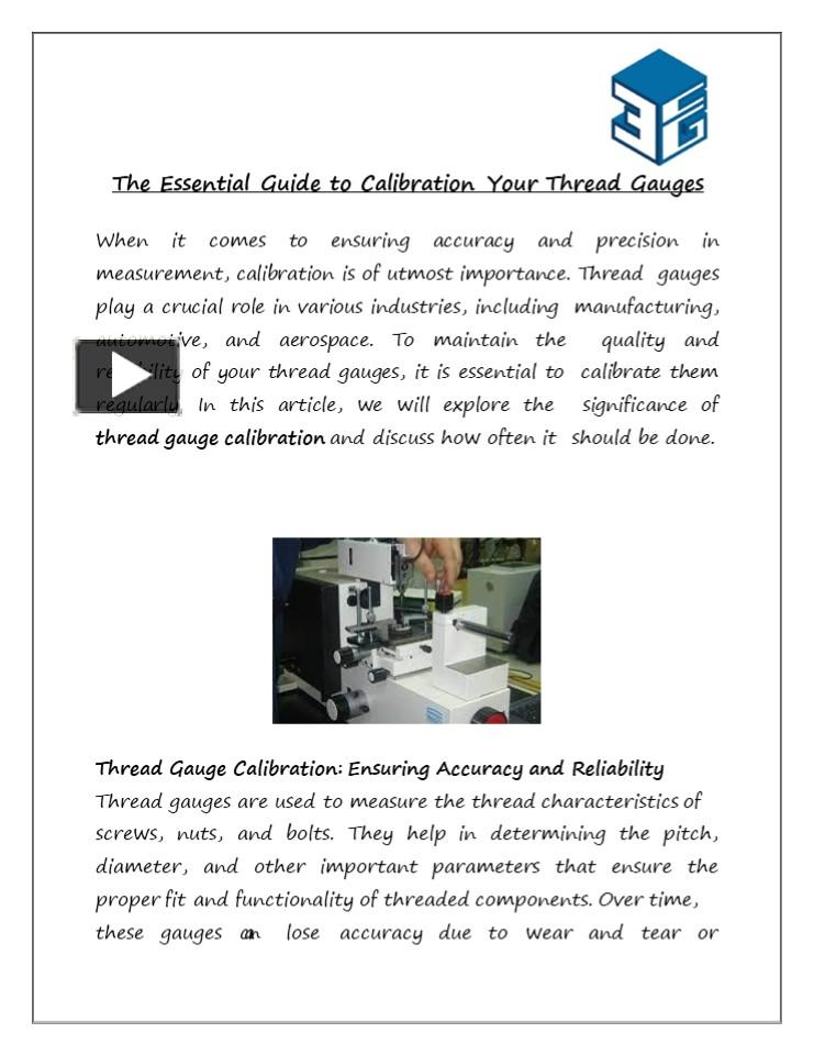 PPT – The Essential Guide to Calibration Your Thread Gauges PowerPoint presentation | free to ...