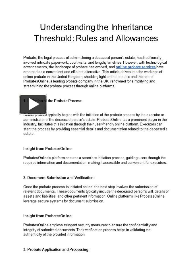 Understanding the Inheritance Threshold: Rules and Allowances presentation | free to download