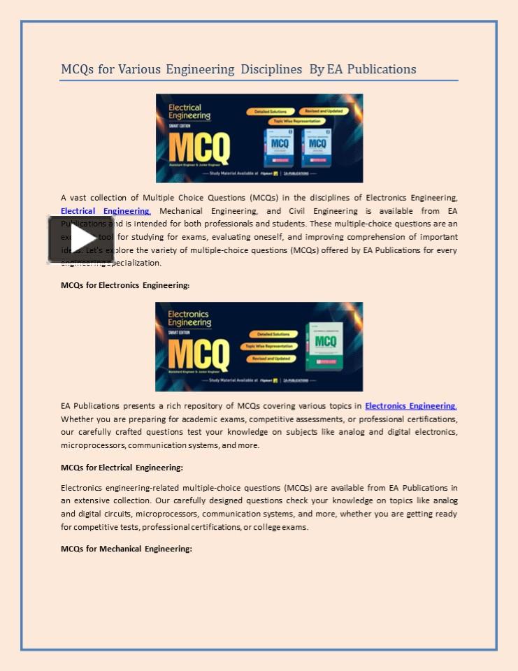 PPT – MCQs for Various Engineering Disciplines By EA Publications ...