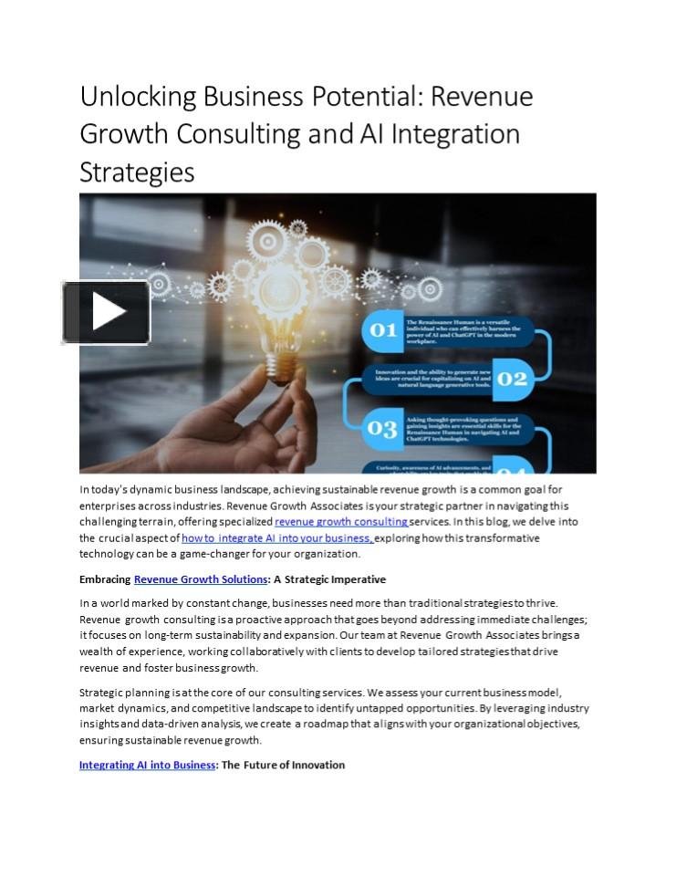 PPT – Unlocking Business Potential: Revenue Growth Consulting and AI Integration Strategies ...