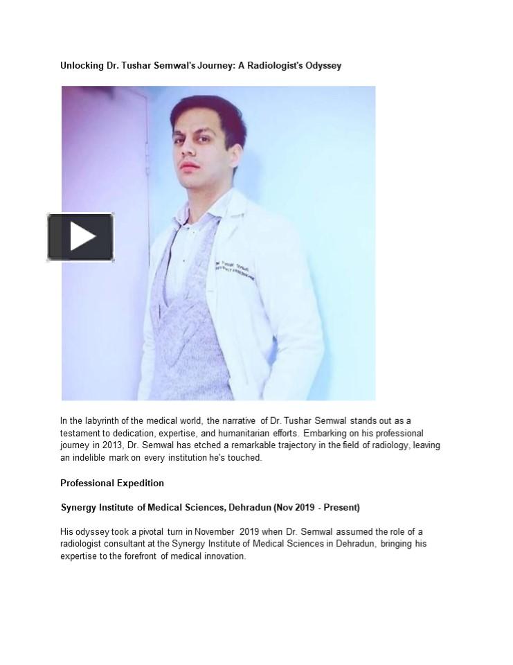 PPT – Dr Tushar Semwal Personnel (1) PowerPoint presentation | free to download - id: 986877-Y2U1N