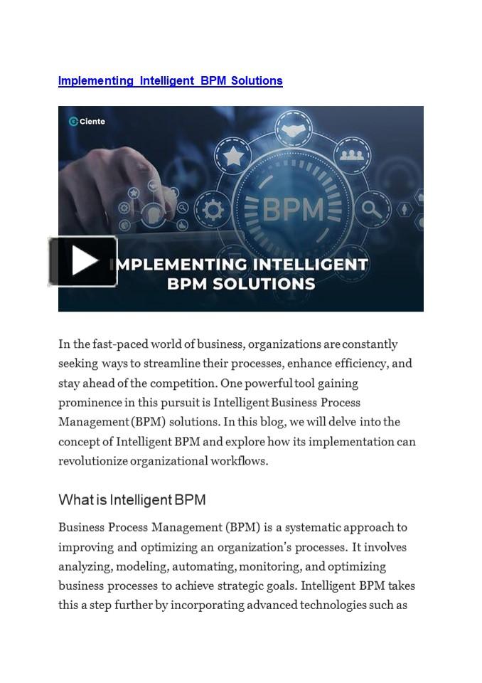 PPT – Implementing Intelligent BPM Solutions PowerPoint presentation | free to download - id ...