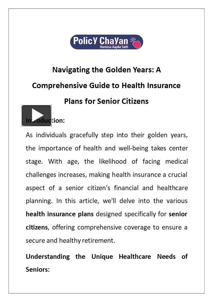 Navigating the Golden Years: A Comprehensive Guide to Health Insurance ...