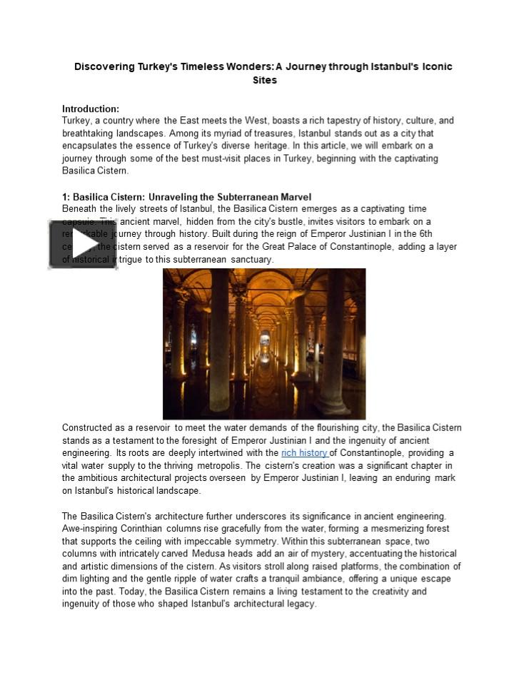 Exploring the Timeless Marvels of Turkey: A Voyage Through Istanbul's ...